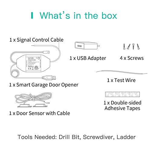 Lomota Smart WiFi Garage Door Opener Remote, Tuya Smart Life APP Control, Work with Alexa and Google Assistant, No Hub Needed