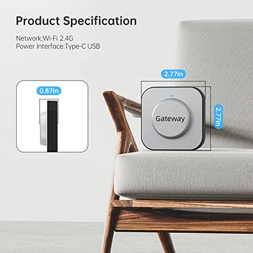 SMONET Smart Lock WiFi Gateway , TTLock Gateway G2 Gateway, Remotely Control Bluetooth Fingerprint Keyless Entry Door Lock, TTLock Smart Deadbolt WiFi Hub Compatible with Alexa,Google Home