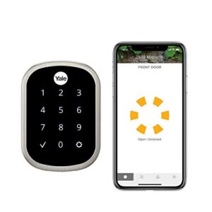 yale assure lock sl, wi-fi smart lock – works with the yale access app, amazon alexa, google assistant, homekit, phillips hue and samsung smartthings, satin nickel