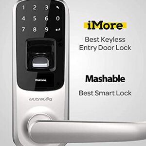 ULTRALOQ UL3 BT 2nd Gen Smart Lock (Satin Nickel), 5-in-1 Keyless Entry Door Lock with Bluetooth, Biometric Fingerprint and Touch Digital Keypad, Smart Door Lock Latch Edition