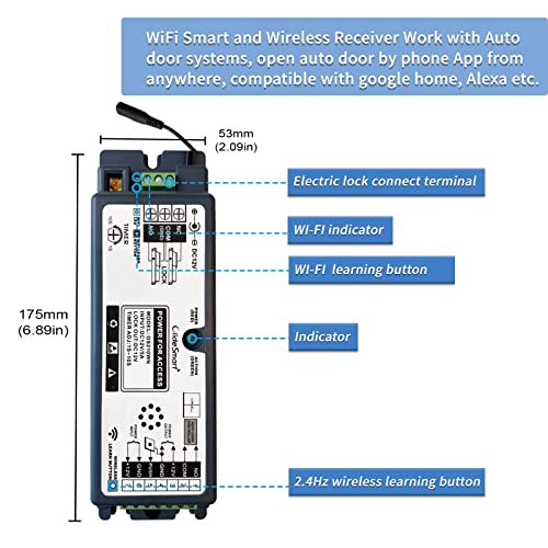 2.4GHz WiFi Access Control 400lb Holding Force Electic Magnetic Door Lock System Kit with Remote and Smartphone app Control, paired with Wireless Slim Push Switch (Electric Strike Lock kit)