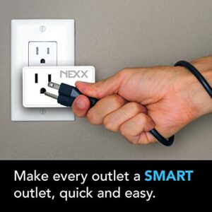 NEXX NXPG-100W WiFi Smart Plug with Geofencing Technology Control, Schedule and Monitor Appliances, TVs, Lamps, and More Using Smartphone, Siri, Amazon Alexa, Google Assistant. No Hub Required, White