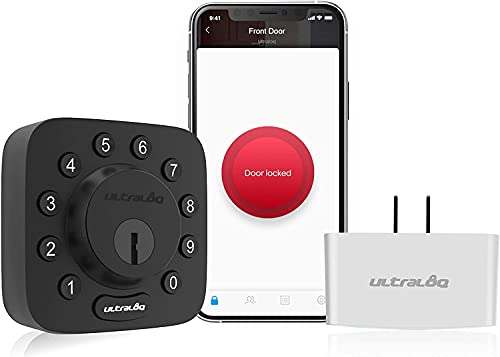 ULTRALOQ U-Bolt Smart Lock with Bridge WiFi Adaptor, 5-in-1 Keyless Entry Door Lock with WiFi, Bluetooth and Keypad, Smart Door Lock Front Door - Black