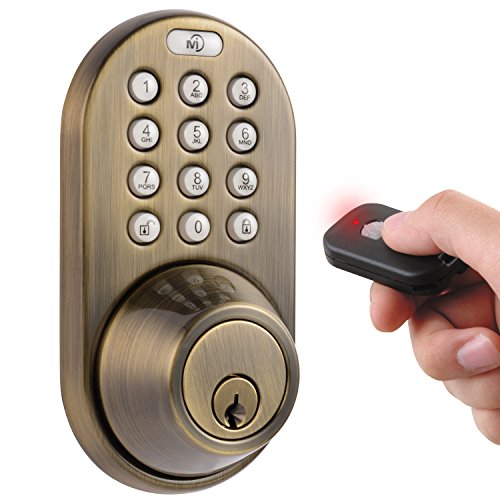 MiLocks XF-02AQ Digital Deadbolt Door Lock with Keyless Entry via Remote Control and Keypad Code for Exterior Doors