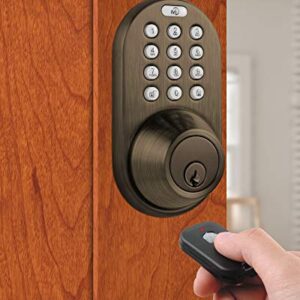 MiLocks XF-02AQ Digital Deadbolt Door Lock with Keyless Entry via Remote Control and Keypad Code for Exterior Doors