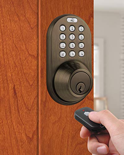 MiLocks XF-02AQ Digital Deadbolt Door Lock with Keyless Entry via Remote Control and Keypad Code for Exterior Doors