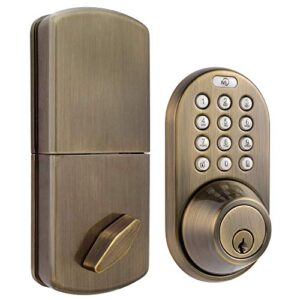 MiLocks XF-02AQ Digital Deadbolt Door Lock with Keyless Entry via Remote Control and Keypad Code for Exterior Doors