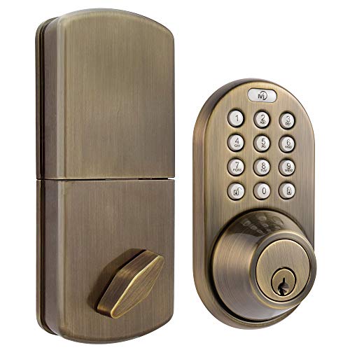 MiLocks XF-02AQ Digital Deadbolt Door Lock with Keyless Entry via Remote Control and Keypad Code for Exterior Doors