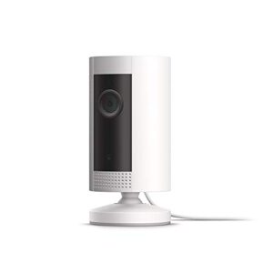 ring indoor cam, compact plug-in hd security camera with two-way talk, works with alexa – white