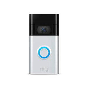 ring video doorbell – 1080p hd video, improved motion detection, easy installation – satin nickel