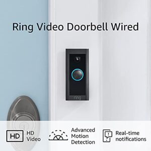 Ring Video Doorbell Wired – Convenient, essential features in a compact design, pair with Ring Chime to hear audio alerts in your home (existing doorbell wiring required) - 2021 release