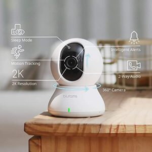 blurams Security Camera, 2K Indoor Camera 360-degree Pet Camera for Home Security w/ Motion Tracking, Phone App, 2-Way Audio, IR Night Vision, Siren, Works with Alexa & Google Assistant