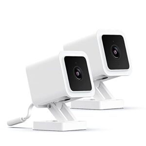 wyze cam v3 with color night vision, wired 1080p hd indoor/outdoor security camera, 2-way audio, works with alexa, google assistant, and ifttt, 2-pack