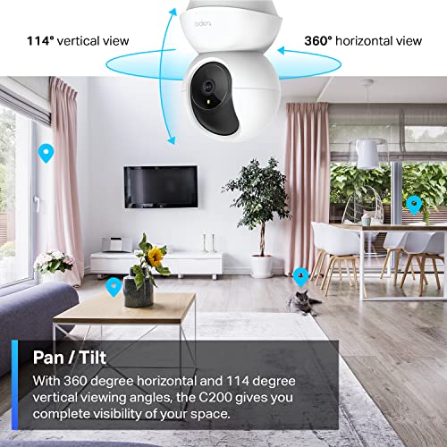 TP-Link Tapo Pan/Tilt Security Camera for Baby Monitor, Pet Camera w/ Motion Detection, 1080P, 2-Way Audio, Night Vision, Cloud & SD Card Storage, Works with Alexa & Google Home (C200)