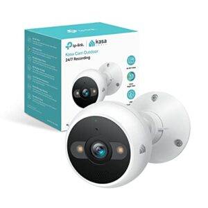 kasa 4mp 2k security camera outdoor wired, ip65, starlight sensor & 98 ft night vision, motion/person detection, 2-way audio w/siren, cloud/sd card storage, alexa &google assistant compatible(kc420ws)