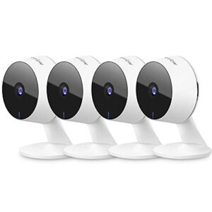 laview security cameras 4pcs, home security camera indoor 1080p, wi-fi cameras wired for pet, motion detection, two-way audio, night vision, phone app, works with alexa, ios & android & web access