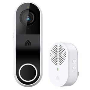 kasa smart video doorbell camera hardwired w/ chime, 3mp 2k resolution, 2-way audio, real-time notification, cloud & sd card storage, alexa & google assistant compatible (kd110), white, black