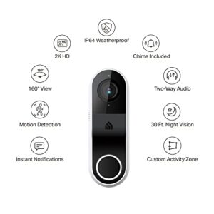 Kasa Smart Video Doorbell Camera Hardwired w/ Chime, 3MP 2K Resolution, 2-Way Audio, Real-Time Notification, Cloud & SD Card Storage, Alexa & Google Assistant Compatible (KD110), White, Black