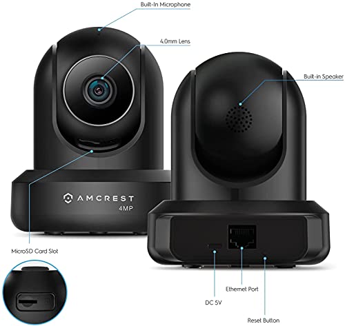 Amcrest 4MP ProHD Indoor WiFi Camera, Security IP Camera with Pan/Tilt, Two-Way Audio, Night Vision, Remote Viewing, 4-Megapixel @30FPS, Wide 90° FOV, IP4M-1041B (Black)