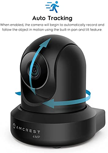 Amcrest 4MP ProHD Indoor WiFi Camera, Security IP Camera with Pan/Tilt, Two-Way Audio, Night Vision, Remote Viewing, 4-Megapixel @30FPS, Wide 90° FOV, IP4M-1041B (Black)