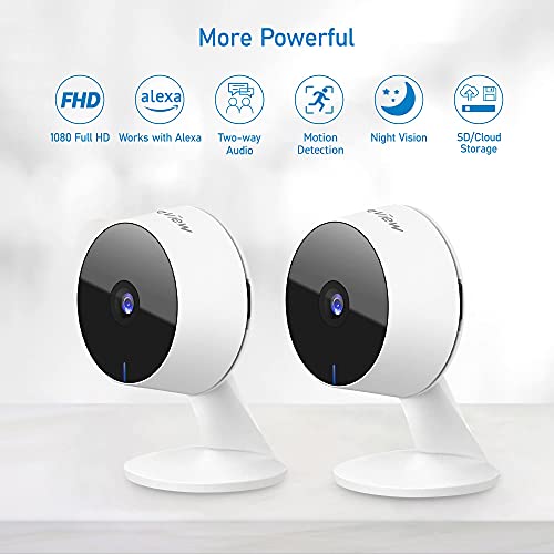 LaView Home Security Camera HD 1080P(2 Pack) Motion Detection,Include 2 SD Cards,Two-Way Audio,Night Vision,WiFi Indoor Surveillance Wired for Baby/pet,Alexa and Google,Cloud Service (US Server)