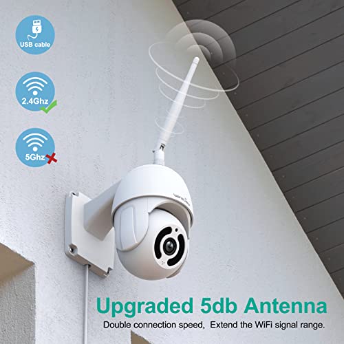 wansview Security Camera Outdoor, 1080P Pan-Tilt 360° Surveillance Waterproof WiFi Camera, Night Vision, 2-Way Audio, Smart Siren, SD Card Storage& Cloud Storage and Works with Alexa W9