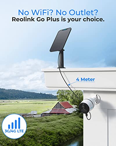 REOLINK 4G LTE Cellular Security Camera Outdoor, Wireless Solar Powered Rechargeable Battery, 4MP Night Vision, Smart Person/Vehicle Detection, Time Lapse, No WiFi Needed, Go Plus with Solar Panel