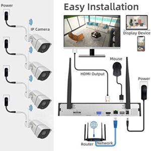 Security Camera System Wireless,Firstrend 1080P 8CH Wireless Home Security Systems with 4pcs 2MP Full HD Cameras 1TB HDD Night Vision Motion Detection Free App for Indoor Outdoor Video Surveillance