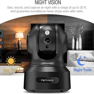 TETHYS Wireless Security Camera 1080P Indoor [Work with Alexa] Pan/Tilt WiFi Smart IP Camera Dome Surveillance System w/Night Vision,Motion Detection,2-Way Audio,Cloud for Home,Business, Baby Monitor