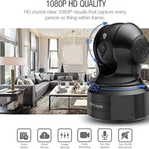 TETHYS Wireless Security Camera 1080P Indoor [Work with Alexa] Pan/Tilt WiFi Smart IP Camera Dome Surveillance System w/Night Vision,Motion Detection,2-Way Audio,Cloud for Home,Business, Baby Monitor