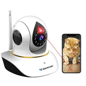 vstarcam pet camera, cat camera with laser wireless dog camera 1080p cat toys, night vision sound motion alerts, app remote control home security camera for pet &baby