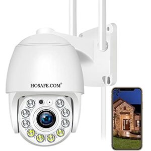 security camera outdoor, hosafe wifi ip camera home security system, floodlight ai motion detection, pan tilt auto tracking, two way audio, color night vision, waterproof video surveillance camera