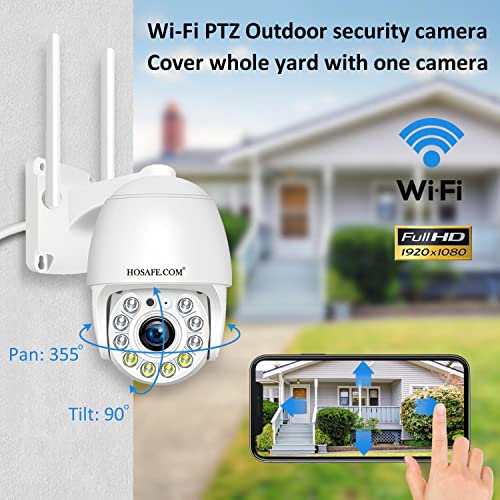 Security Camera Outdoor, Hosafe WiFi IP Camera Home Security System, Floodlight AI Motion Detection, Pan Tilt Auto Tracking, Two Way Audio, Color Night Vision, Waterproof Video Surveillance Camera