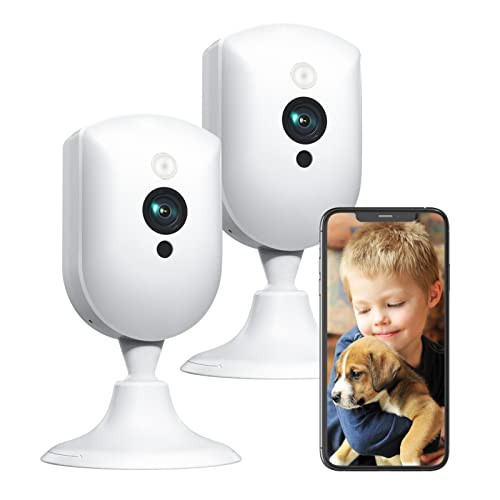 Smart Home Cameras Indoor, 2K Pet /Dog/Puppy Camera with 24/7 HD Live Video, Night Vision, Sound/Motion Detection, Two Way Talk, 2.4Ghz WiFi Cam Indoor for Home Security/Baby Monitor, Works with Alexa