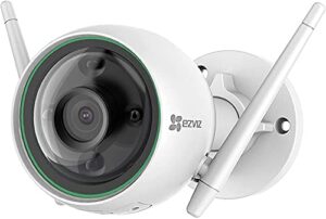 ezviz outdoor security camera color night vision, 1080p ai-powered person detection, h.265, ip67 waterproof, customizable detection zones, 2.4ghz wifi supports microsd card up to 256gb(c3n)