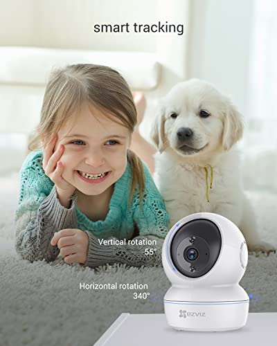 EZVIZ Security Camera Pan/Tilt 1080P Indoor Dome, Smart IR Night Vision, Motion Detection, Auto Tracking, Baby/Pet Monitor, 2-Way Audio, Works with Alexa and Google(C6N)