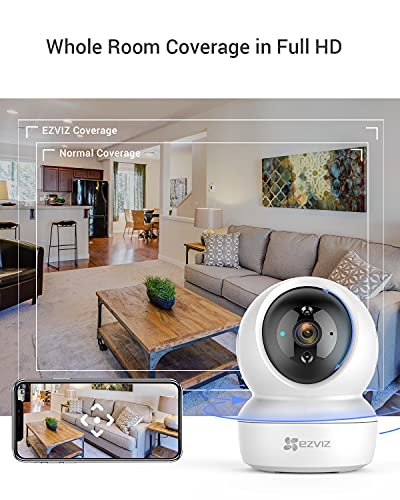 EZVIZ Security Camera Pan/Tilt 1080P Indoor Dome, Smart IR Night Vision, Motion Detection, Auto Tracking, Baby/Pet Monitor, 2-Way Audio, Works with Alexa and Google(C6N)