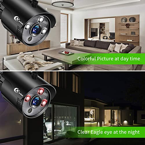 XVIM 8CH 1080P Wired Security Camera System with 1TB Hard Drive, 8pcs HD Outdoor Home Surveillance Cameras Night Vision Remote Access Motion Alert