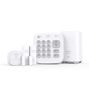 eufy security 5-piece home alarm kit, home security system, keypad, motion sensor, 2 entry sensors, home alarm system, control from the app, links with eufycam, optional 24/7 protection service