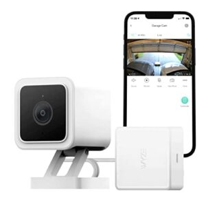 wyze smart garage door opener w/built-in hd video, remotely control garage door, 1080p hd video w/color night vision, two-way audio