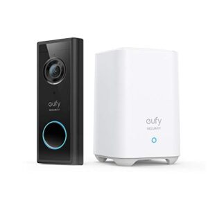 eufy security, video doorbell (battery-powered) kit, 2k resolution, 180-day battery life, encrypted local storage, no monthly fees, homebase with high-power wi-fi and built-in storage