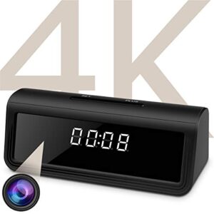 waymoon 4k hidden spy camera wireless hidden wifi clock camera home security nanny camera with night vision,160 ultra wide angle,motion detection