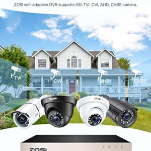 ZOSI H.265+ 8CH 5MP Lite 4-in-1 Surveillance DVR Recorders with Hard Drive 2TB for HD-TVI, CVI, CVBS, AHD 960H/720P/1080P/5MP CCTV Security Cameras System, Motion Detection, Remote Viewing,Alert Push