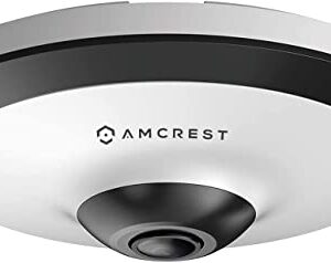 Amcrest Fisheye IP POE Camera, 360° Panoramic 5-Megapixel POE IP Camera, Fish Eye Security Indoor Camera, 33ft Nightvision, IVS Features and People Counting, MicroSD Recording, IP5M-F1180EW-V2 (White)