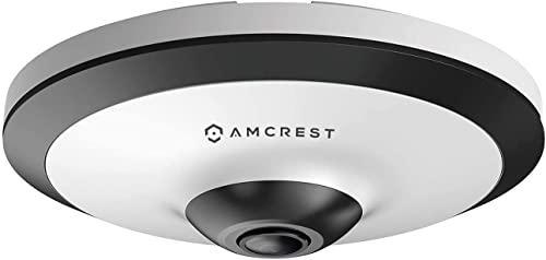 Amcrest Fisheye IP POE Camera, 360° Panoramic 5-Megapixel POE IP Camera, Fish Eye Security Indoor Camera, 33ft Nightvision, IVS Features and People Counting, MicroSD Recording, IP5M-F1180EW-V2 (White)