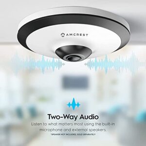 Amcrest Fisheye IP POE Camera, 360° Panoramic 5-Megapixel POE IP Camera, Fish Eye Security Indoor Camera, 33ft Nightvision, IVS Features and People Counting, MicroSD Recording, IP5M-F1180EW-V2 (White)