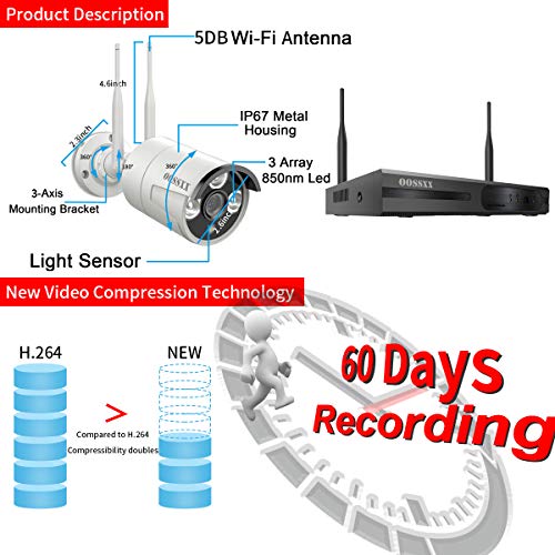 {Dual Antennas for WiFi Enhanced & 60 Days Storage} AI Human Detected 2K 3.0MP Wireless Security Camera System,OOSSXX 8 Channel NVR HD Outdoor Home Surveillance WiFi Cameras Systems with 4TB HDD