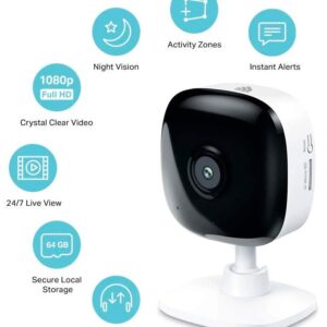 Kasa Smart Security Camera for Baby monitor, 1080p HD Indoor Camera for Home Security with Motion Detection, Two-Way Audio, Night Vision, Cloud & SD Card Storage, Works with Alexa & Google Home (EC60)