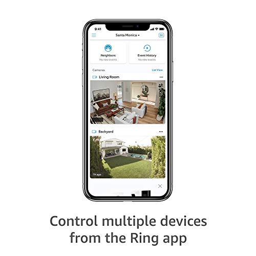 Ring Stick Up Cam Plug-In HD security camera with two-way talk, Works with Alexa - White