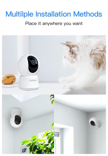 LAXIHUB 360° Pet Camera with Phone App, Indoor Security Camera for Baby/Dog, P2 Pan/Tilt Pet Monitor with Super IR Night Vision, Motion Detection & 2-Way Audio, Works with Alexa & Google Assistant